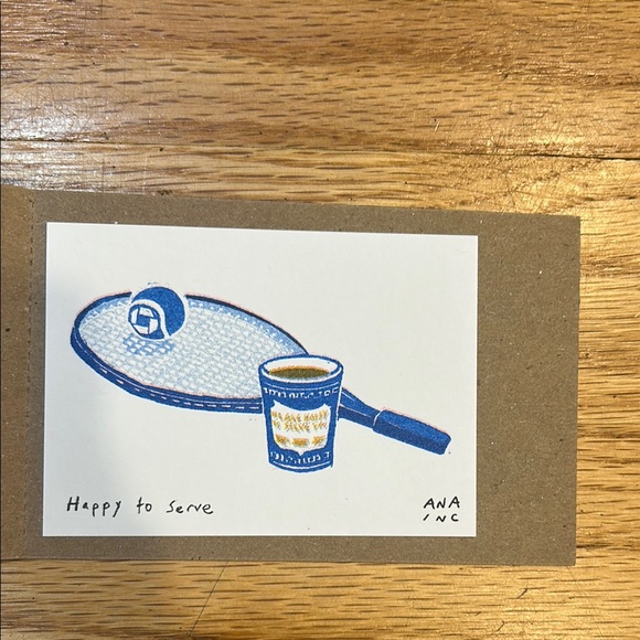 ana inciardi | Art | Ana Inciardi Blue Tennis Racket Art Card Happy To ...